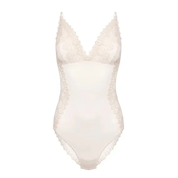 OH!ZUZA NIGHT&DAY Gold / White Romantic Lace Bodysuit Ivory - Gold/white