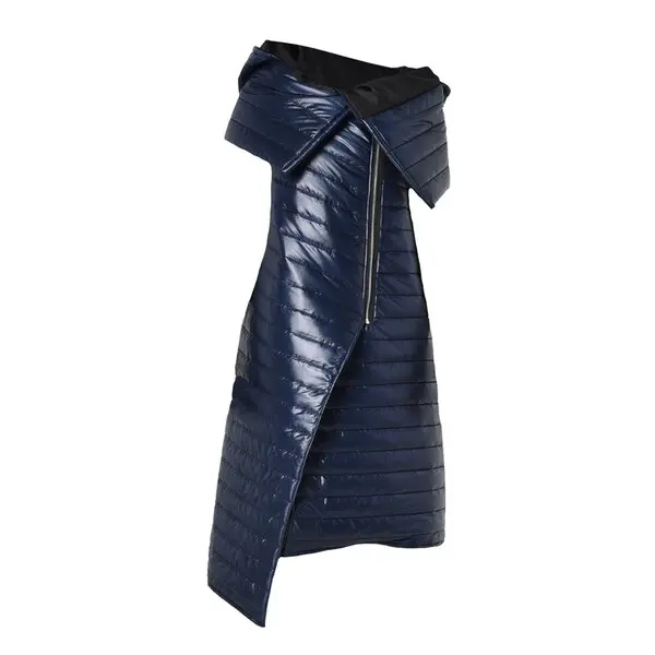 METAMORPHOZA Long Puffer Vest With Zipper In Dark