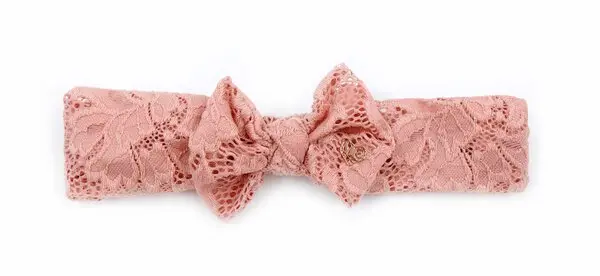 MISS CICCONI Bella Soft Lacey Bow Headband In Blush - Pink