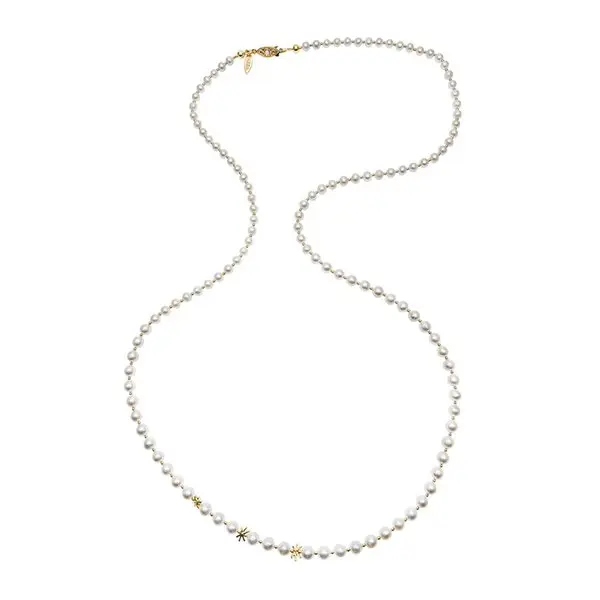 FARRA Timeless Freshwater Pearls Long Necklace - White