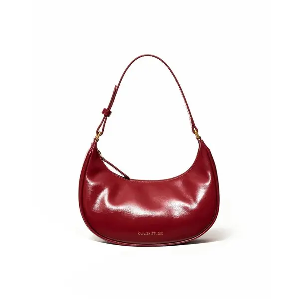 OWLISH STUDIO Mangrove Vegan Leather Shoulder Bag Bordeaux Patent - Red
