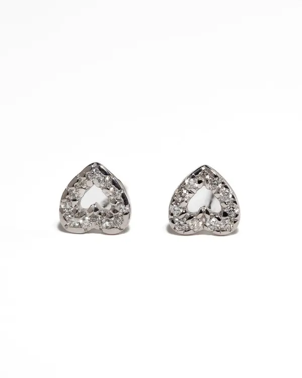 BELINDA JEWELZ Diamond Pave Heart Studs - Silver