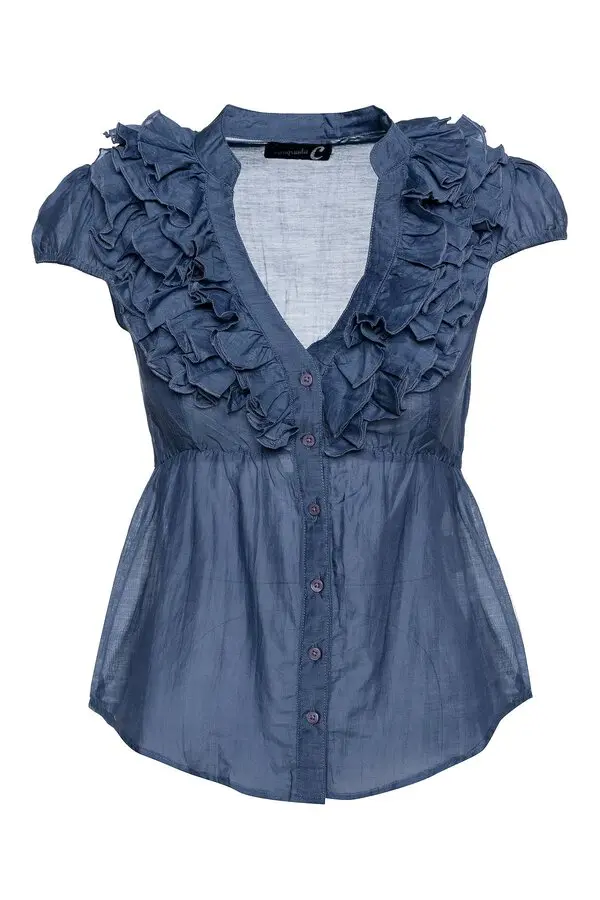 CONQUISTA Sleeveless Ruffle Detail Top