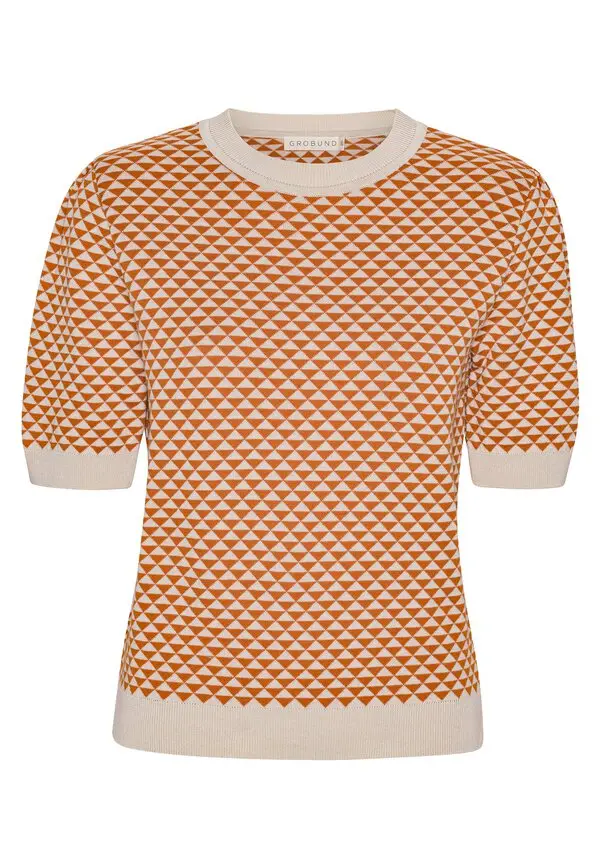 GROBUND Alva Tee The One With A Ochre Pattern - Orange