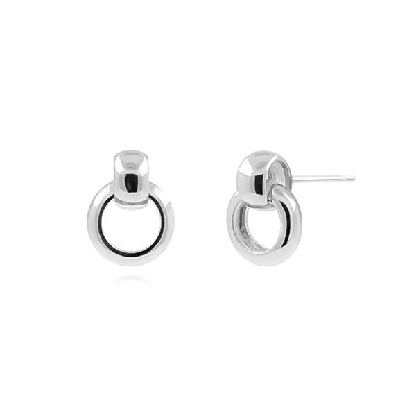 Côté Caché Hanging Hoop Stud Earrings - Silver
