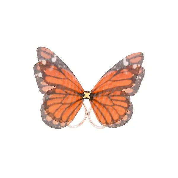Oana Savu Orange / Silver Sterling Silver Monarch Butterfly Adjustable Base Ring Fairy Jewelry - Orange/silver