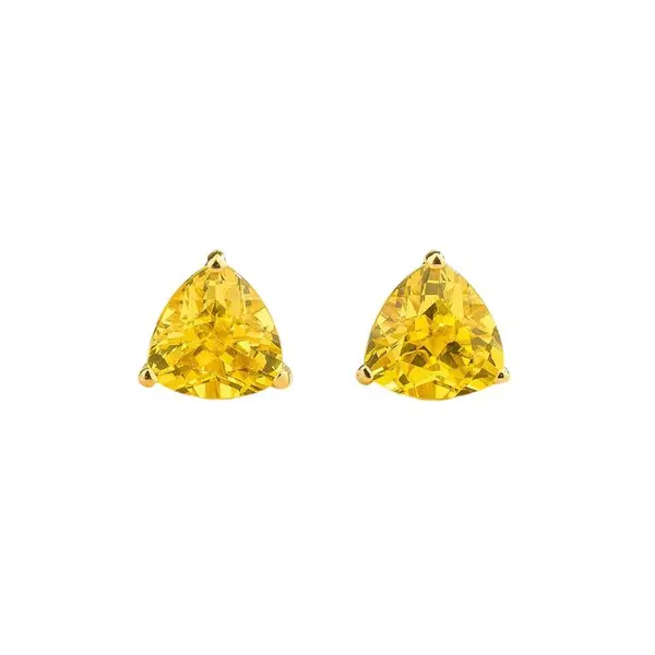JUVETTI  Gold / Yellow Trillion Gold Earrings Set With Yellow Sapphire - Gold/yellow