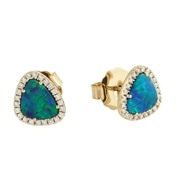 ARTISAN Opal Doublet & Diamond Stud Earrings In 14k Gold - Yellow