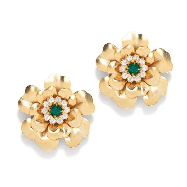 THE PINK REEF Georgian Emerald Stud - Gold