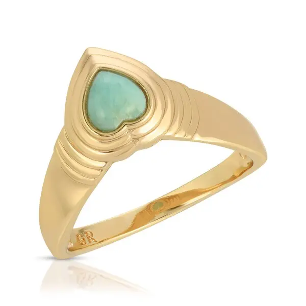 GLAMROCKS JEWELRY Heart Of Stone Ring Larimar - Gold