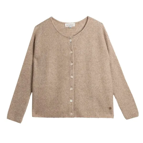 BEL CASHMERE Camille Cashmere Cardigan Beige Jaspe - Brown