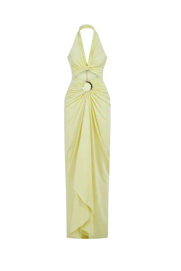 NOCTURNE Cut-out Embellished Maxi Dress - Yellow
