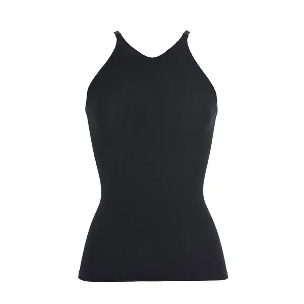 AROMATIQUE Smooth Ribbed Cotton High-neck Tank - Black