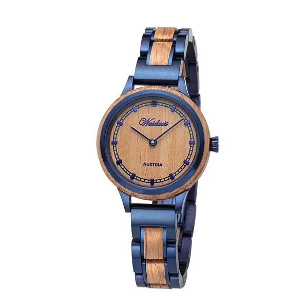 WAIDZEIT Blue / Brown Petite Bleu Watch With Wooden Strap - Blue/brown