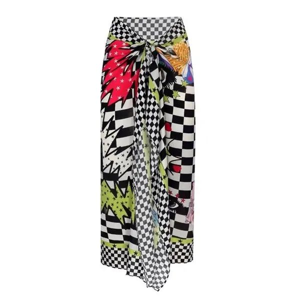 Loveist Store Black / White Scacchi Printed Sarong Pareo - Black/white