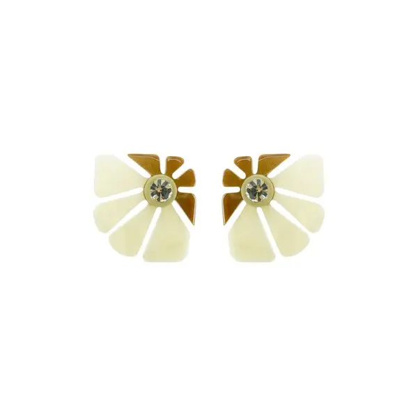GISSA BICALHO Neutrals Handmade Acrylic Earring Alecrim Cream - White