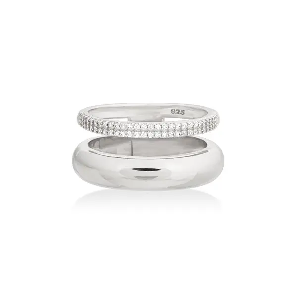 SHABELLA NYC Pave Dual Ring - Silver