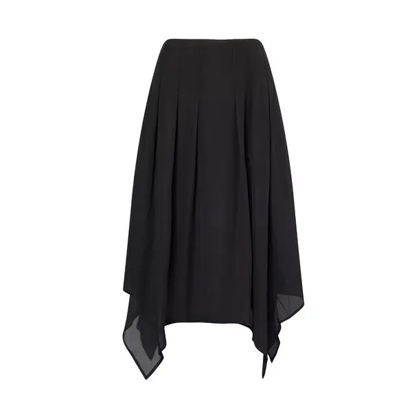 AMY LYNN Tilda Asymmetric Chiffon Midi Skirt - Black