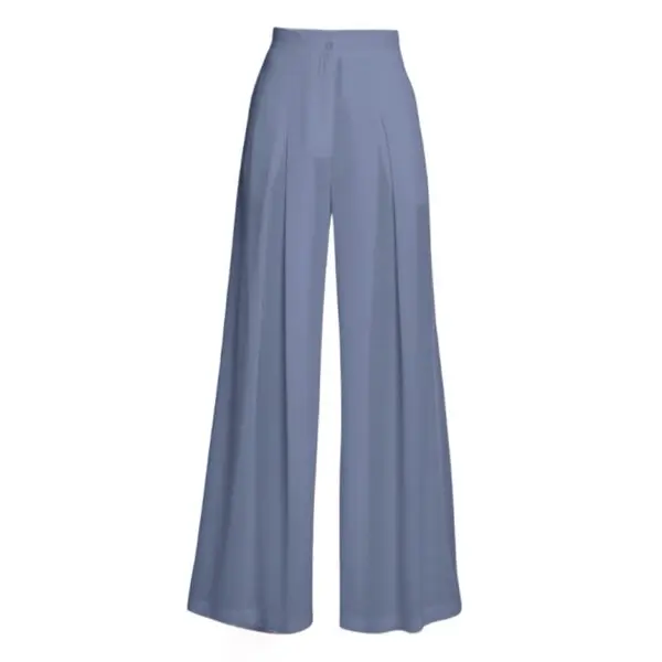 IMAATU Sande High-waist Wide-leg Palazzo Viscose-linen Trousers With Pockets - Blue