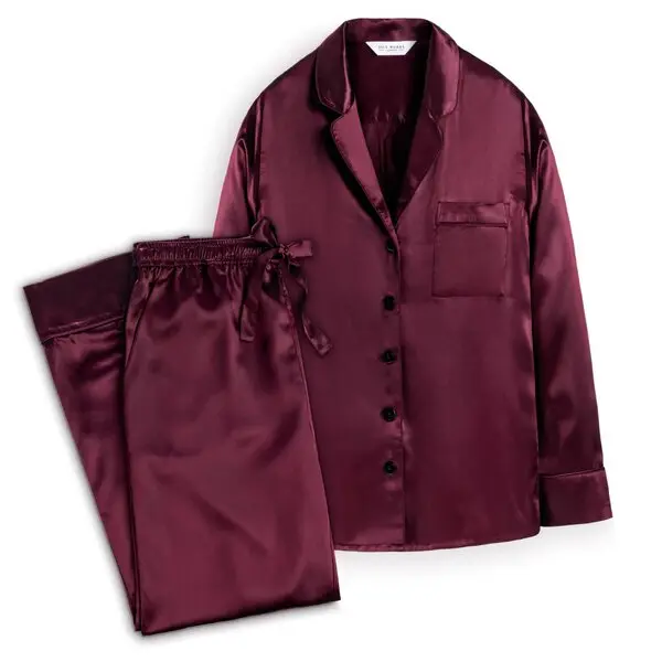 SILK WORKS Plum Pyjama Set - Red