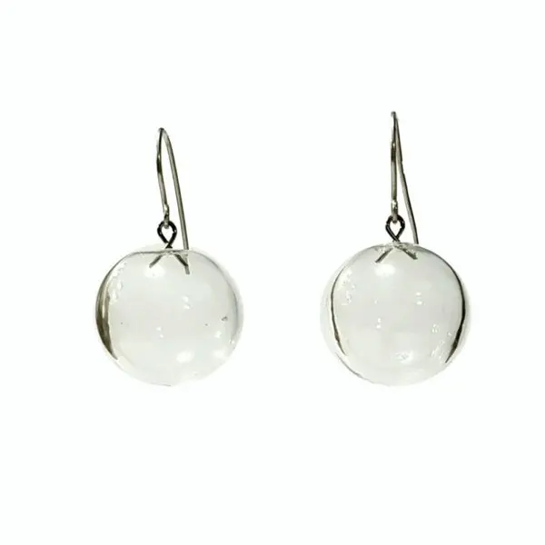 LAURA DAILI Neutrals / Air Glass Bubbles Earrings - Silver