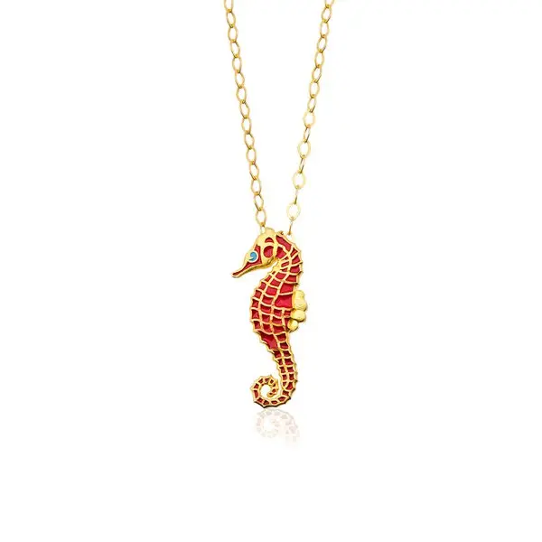 MILOU JEWELRY Seahorse Necklace - Red