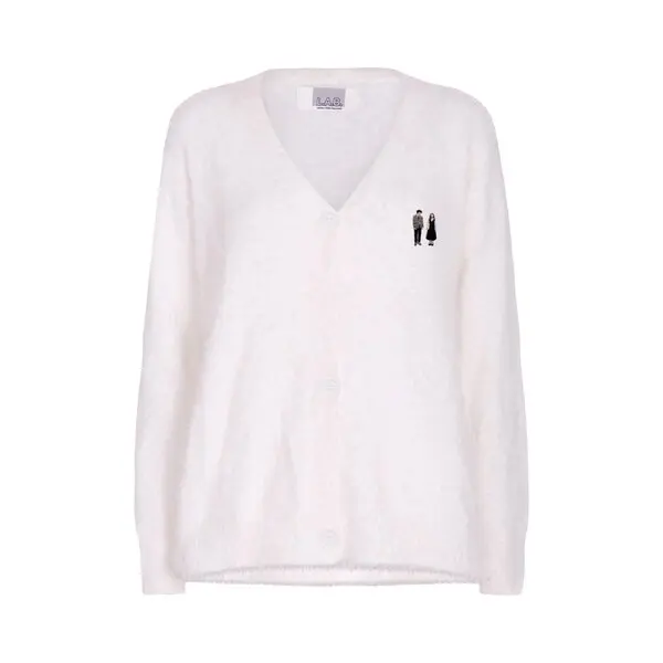 LONDON ATELIER BYPRODUCT Neutrals Fuzzy Knit Cardigan With Embroidery Patchess - Beige