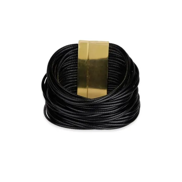 Saachi Metallic Multi Strand Leather Cord Bracelet - Black