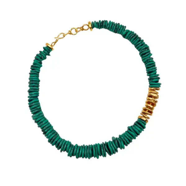 LES REINES Azur Arizona Turquoise Beaded Necklace With 24k Plated Beads - Blue
