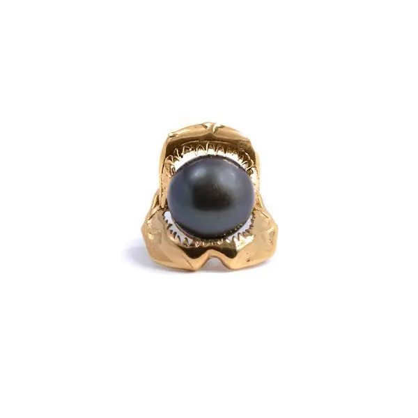 LEE RENEE Shark Jawbone Tie Pin Pearl - Gold