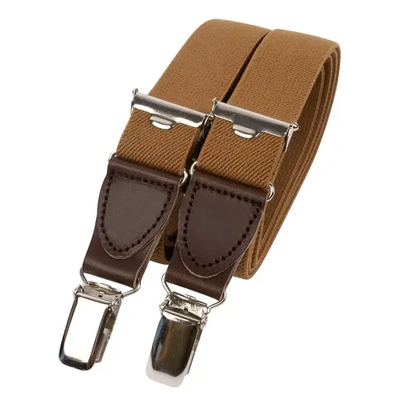 LE COLONEL Neutrals Chocolate Leather Chestnut Skinny Braces - Brown