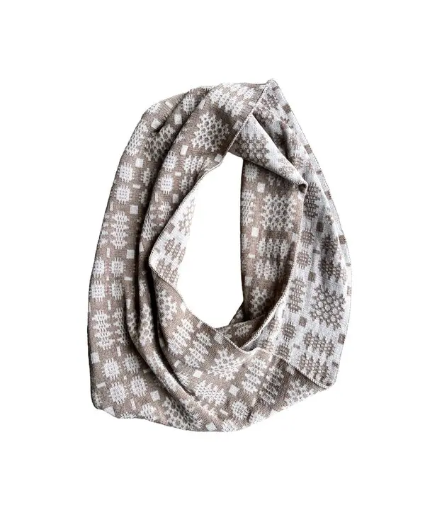 MABLI Neutrals Carthen Mawr Loop Scarf — Pecan / Ecru - Beige/brown