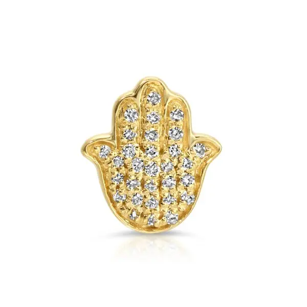 Maya Brenner Designs Pavé Charm Stud 14k Yellow Hamsa - Gold