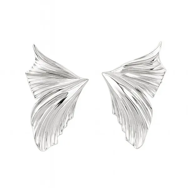 JANUS EDINBURGH Selkie Sterling Fish Fin 3d Stud Earrings - Silver