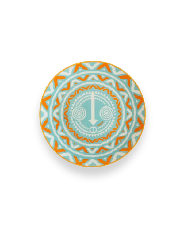 Mojjere Fine Porcelain Dessert Plate Lagoon Blue &orange Design - Blue/orange