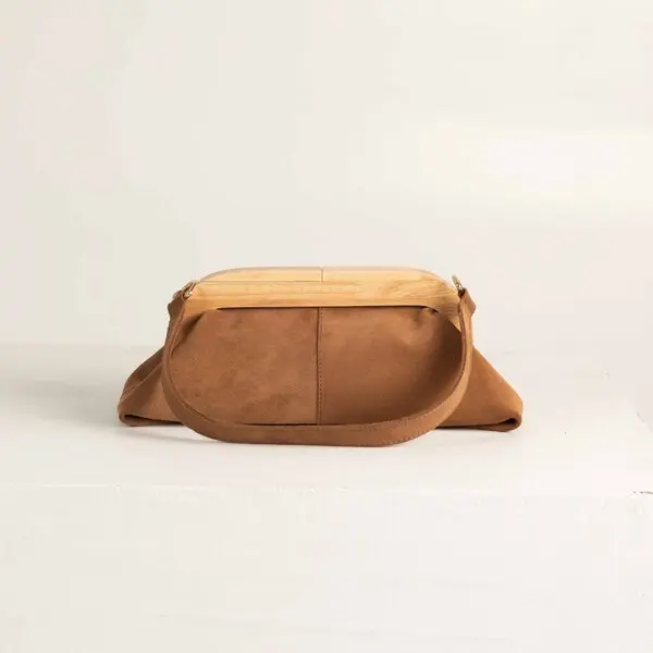 TARA STUDIO Neutrals / Camel Bella Suede Leather Bag - Brown