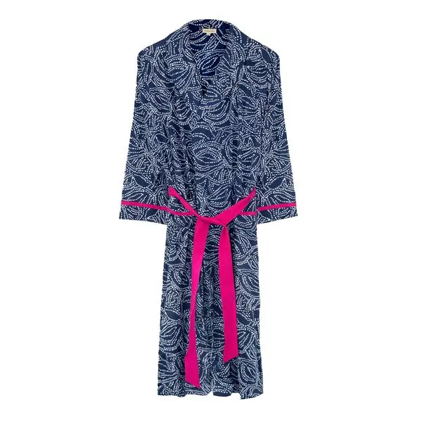 INARA Indian Cotton Starry Night Print Robe - Blue