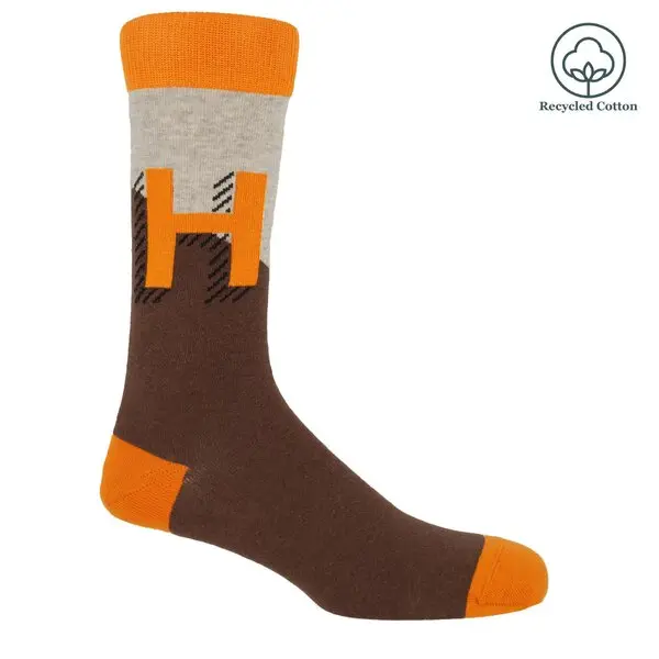 PEPER HAROW - MADE IN ENGLAND Alphabet ’s Socks – H - Brown