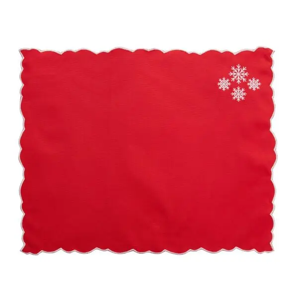 KM HOME COLLECTION Snowflake Embroidery Cotton Placemats Set Of 2 - Red