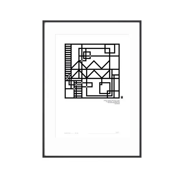 Curiosity Snug Zodiac Series Abstract Lines Aquarius Print - Black