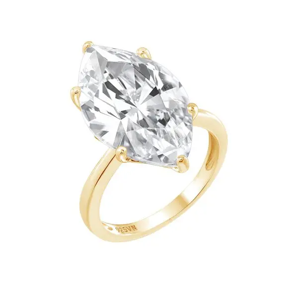 DIAMONBLISS Five Carats Marquise Cut Solitaire Cocktail Ring - Gold