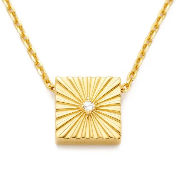 KOUREE You've Got This' Necklace Pendant Charm Vermeil With White Topaz - Gold