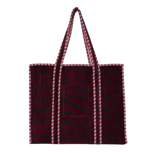 CYC The Velvet Tiger Tote In Burgundy - Red