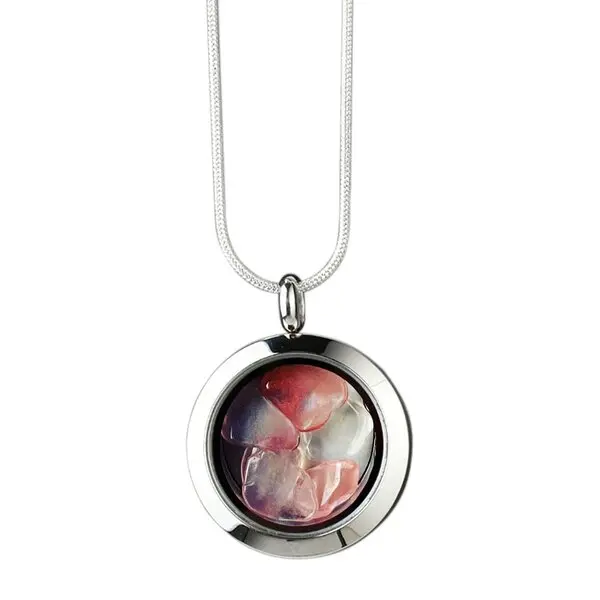 MY LITTLE NATURE Watermelon Tourmaline Necklace – Handcrafted Healing Gemstone Jewelry, Designer Pendant For Emotional Balance - Silver