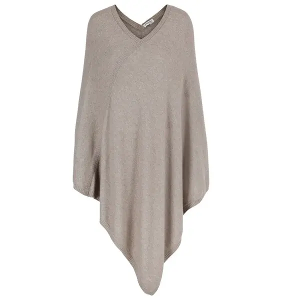 TIRILLM Anine" Big Cashmere Poncho Beige Melange - Brown