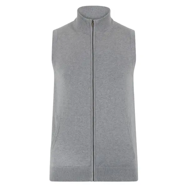 PAUL JAMES KNITWEAR Lightweight Cotton Zip Through Andrew Gilet Ash - Grey