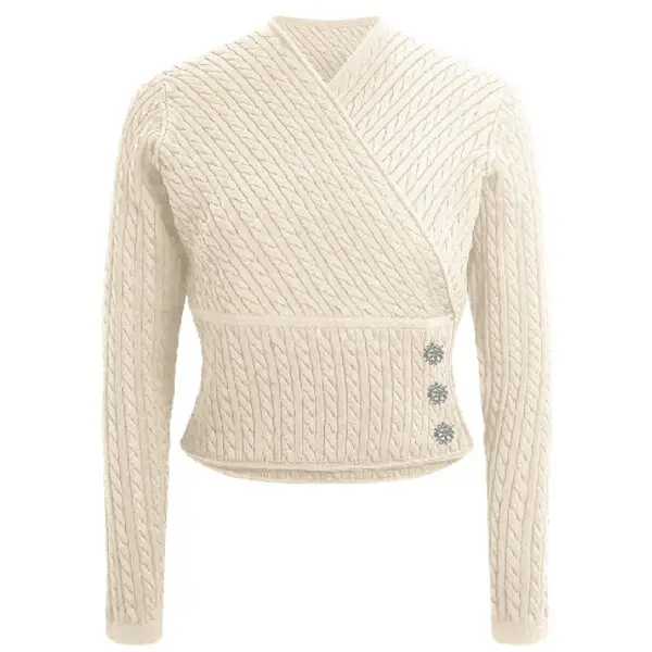 ROCH PEREL White / Neutrals / Silver Cream Embellished Cable Wrap - White/silver