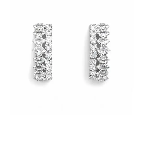 MAISON DE GALA Crystal Pavé Bar Earrings - Silver