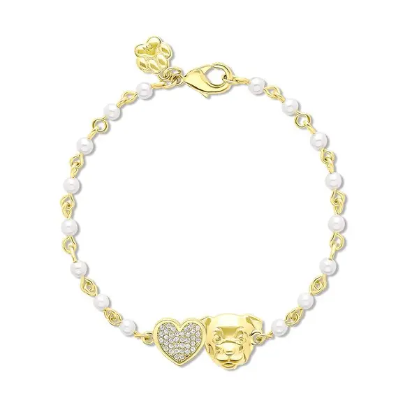 CLOUD HAVEN White / Gold Soft Hearted Pit Bull Cz Bracelet White - White/gold