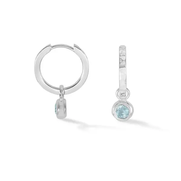 DOWER & HALL Aquamarine Hammered Huggie Hoops - Silver